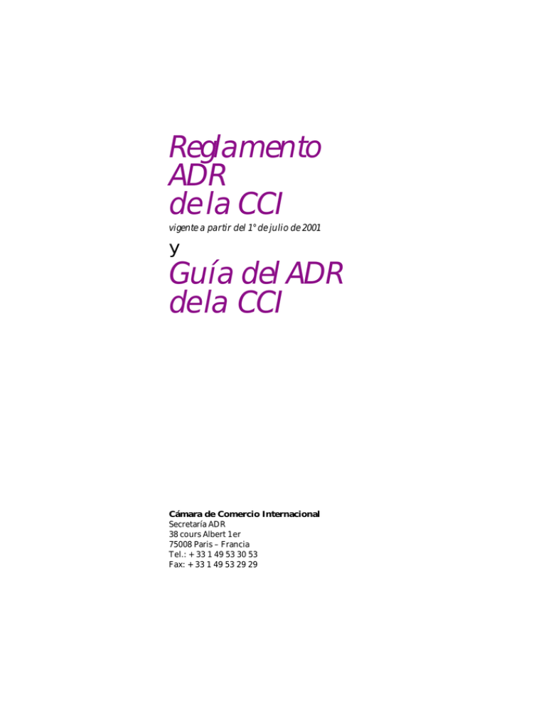 Reglamento ADR de la CCI