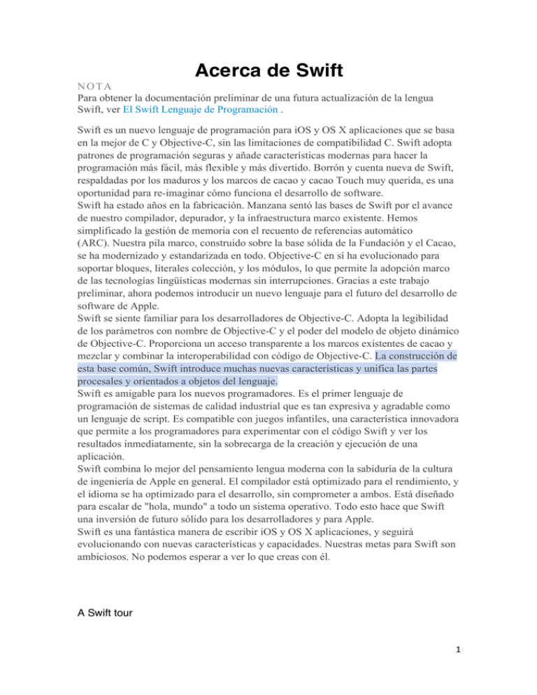 Acerca de Swift En español - All