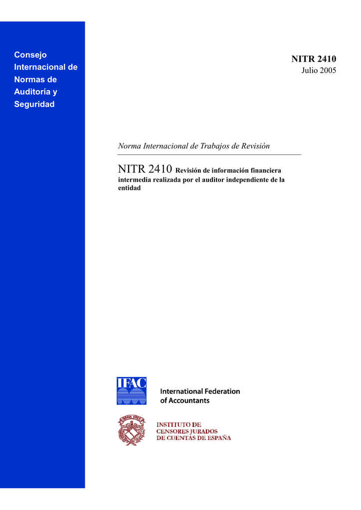 ISRE 2410 - Instituto de Censores Jurados de Cuentas de España