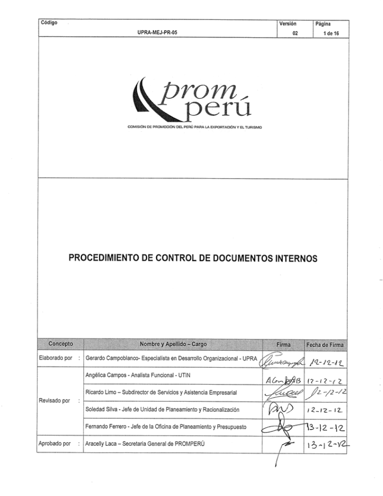 Procedimiento de Control de Documentos Internos