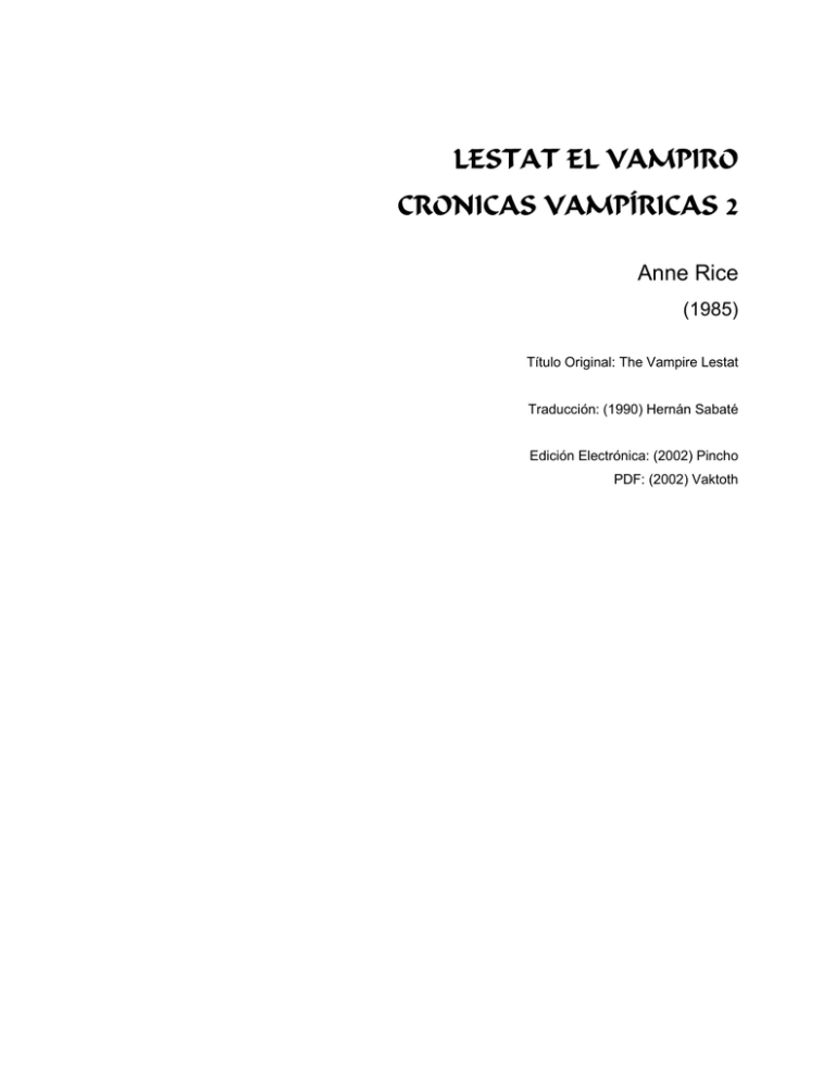 Lestat El Vampiro