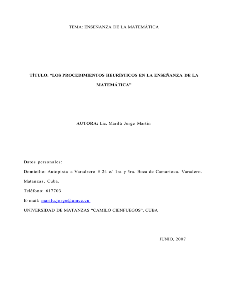 tema: enseñanza de la matemática