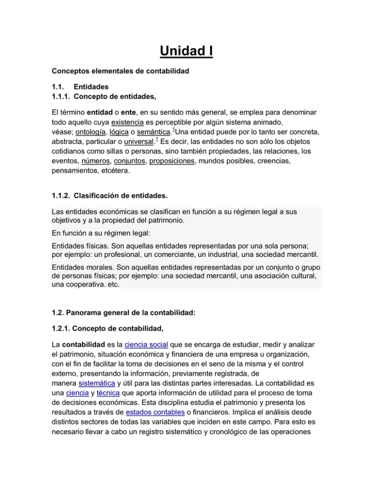 Conceptos elementales de contabilidad