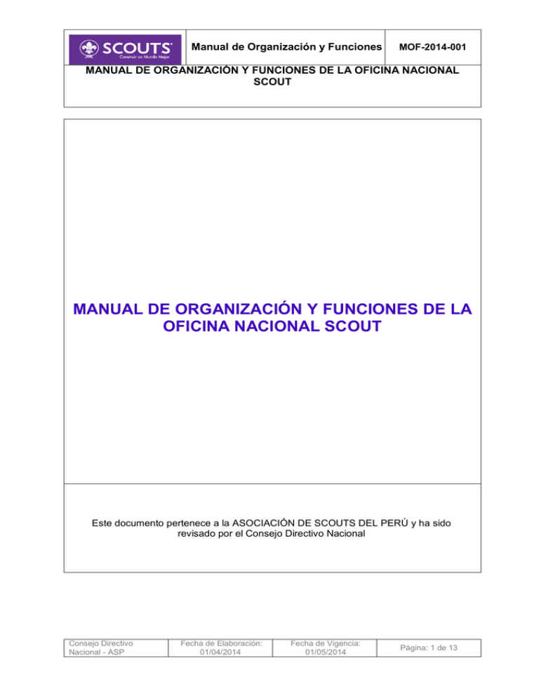 manual de organización y funciones de la oficina
