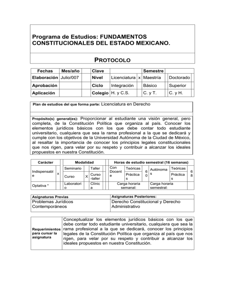 Fundamentos constitucionales del Estado Mexicano
