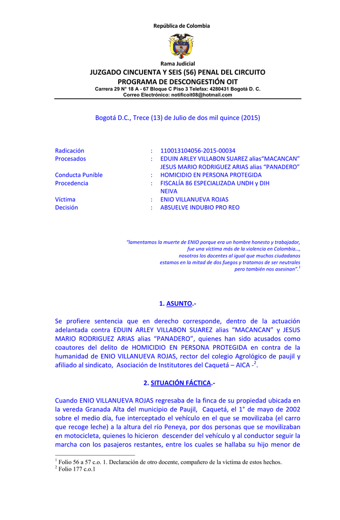 juzgado cincuenta y seis (56) penal del circuito programa de juzgado cincuenta y seis (56) penal del circuito programa de