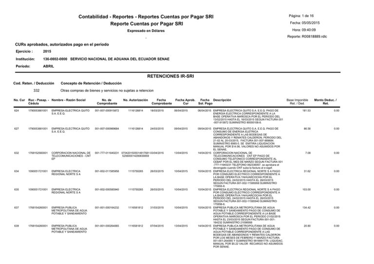 Contabilidad - Reportes - Reportes Cuentas por Pagar SRI Reporte