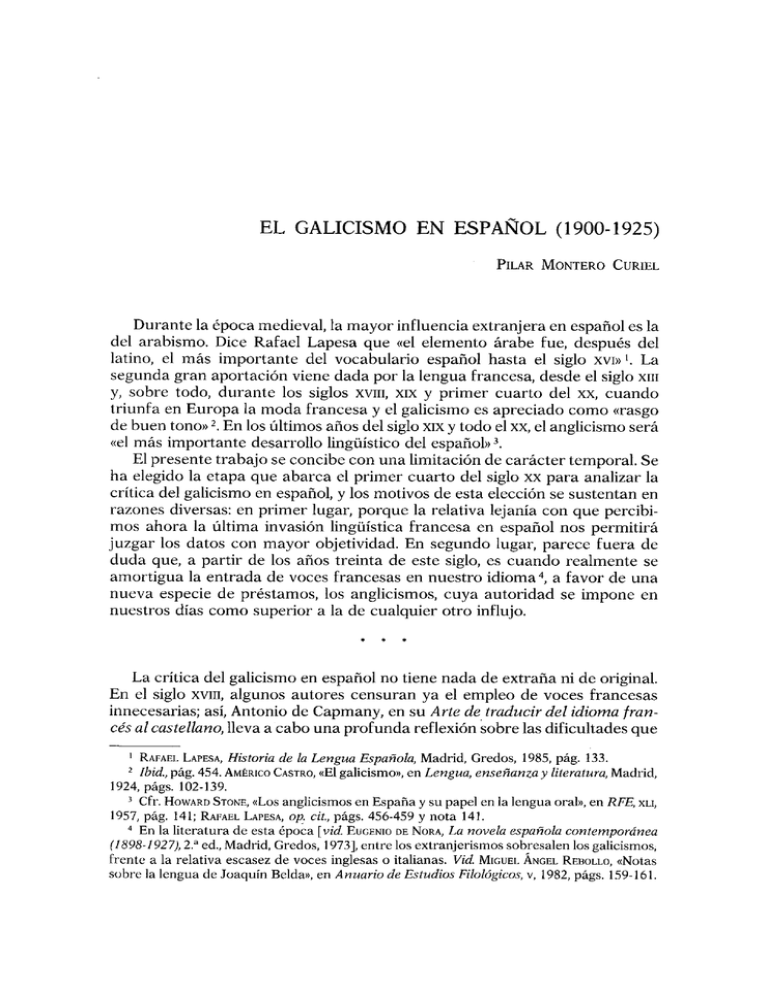 el galicismo en español (1900-1925)