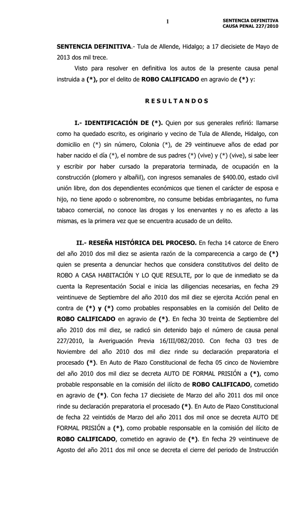 sentencia definitiva - Poder Judicial del Estado de Hidalgo