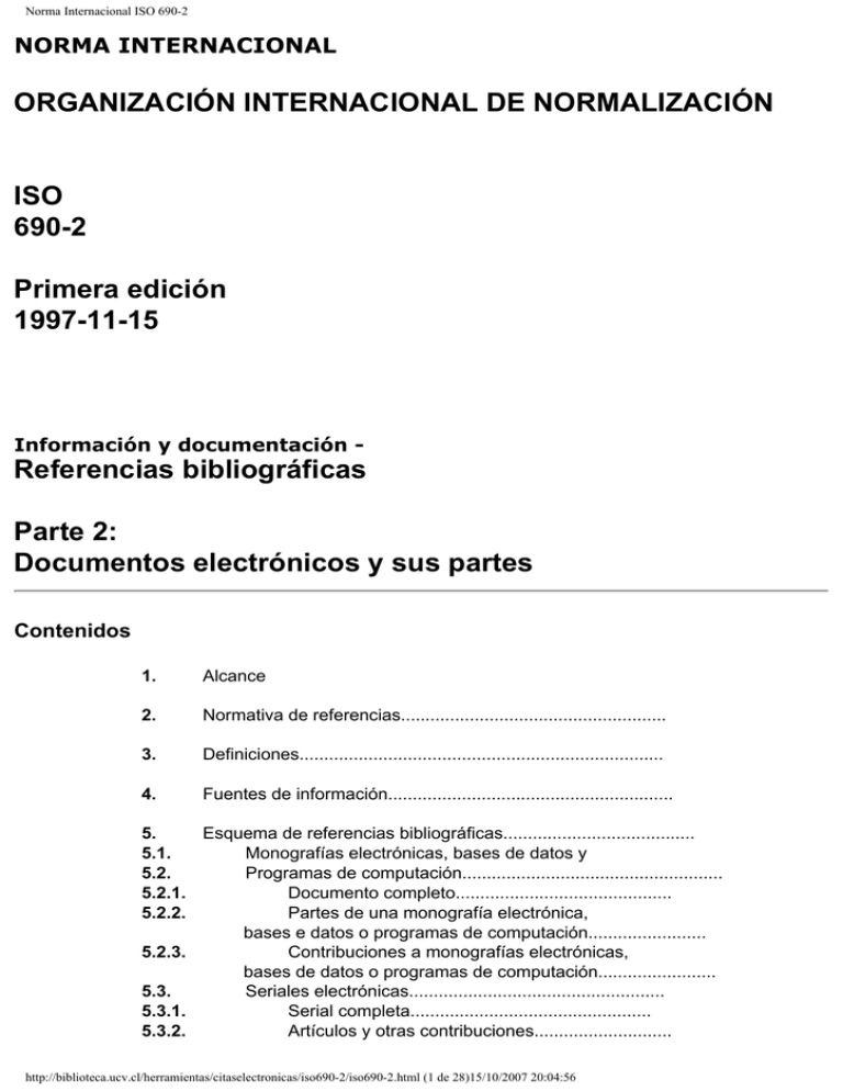 ISO 690-2: Referencias Bibliográficas de Documentos Electrónicos