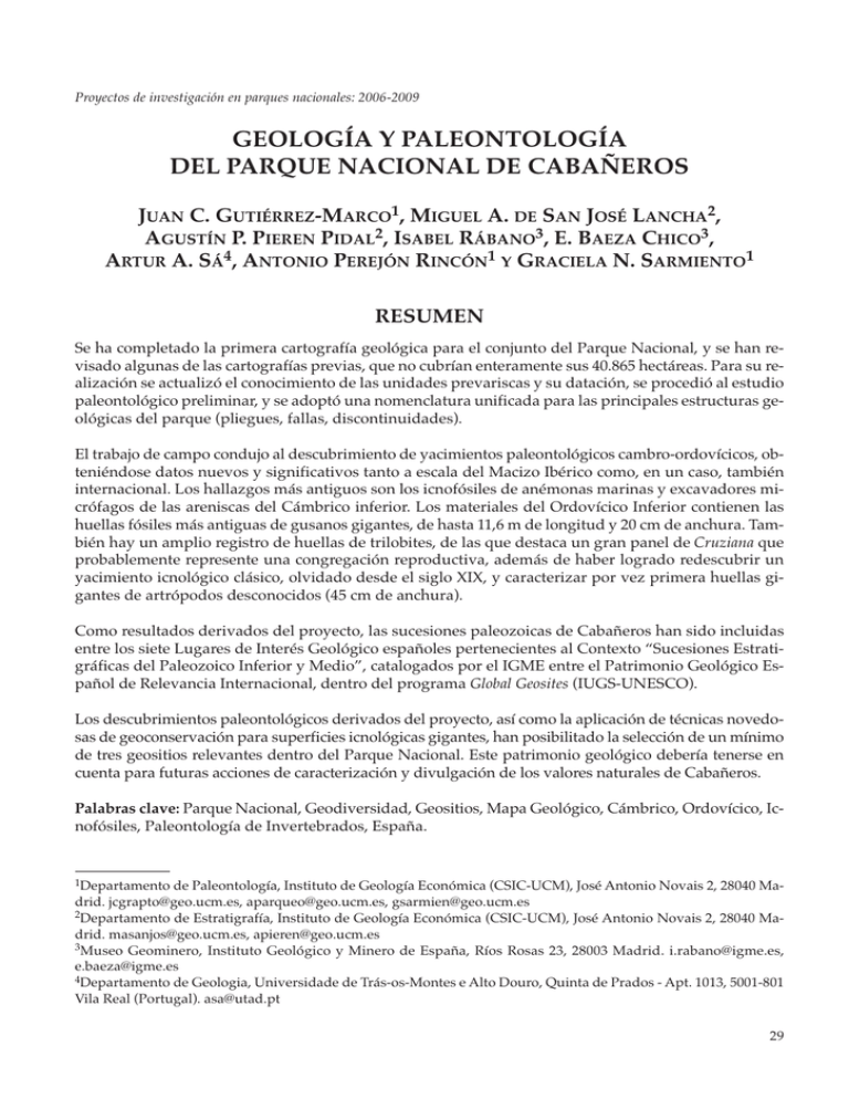 Geología y paleontología del Parque Nacional de Cabañeros