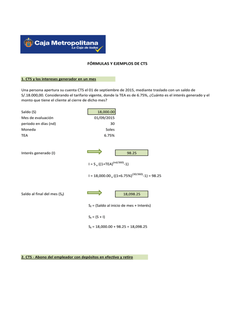 fórmulas y ejemplos de cts