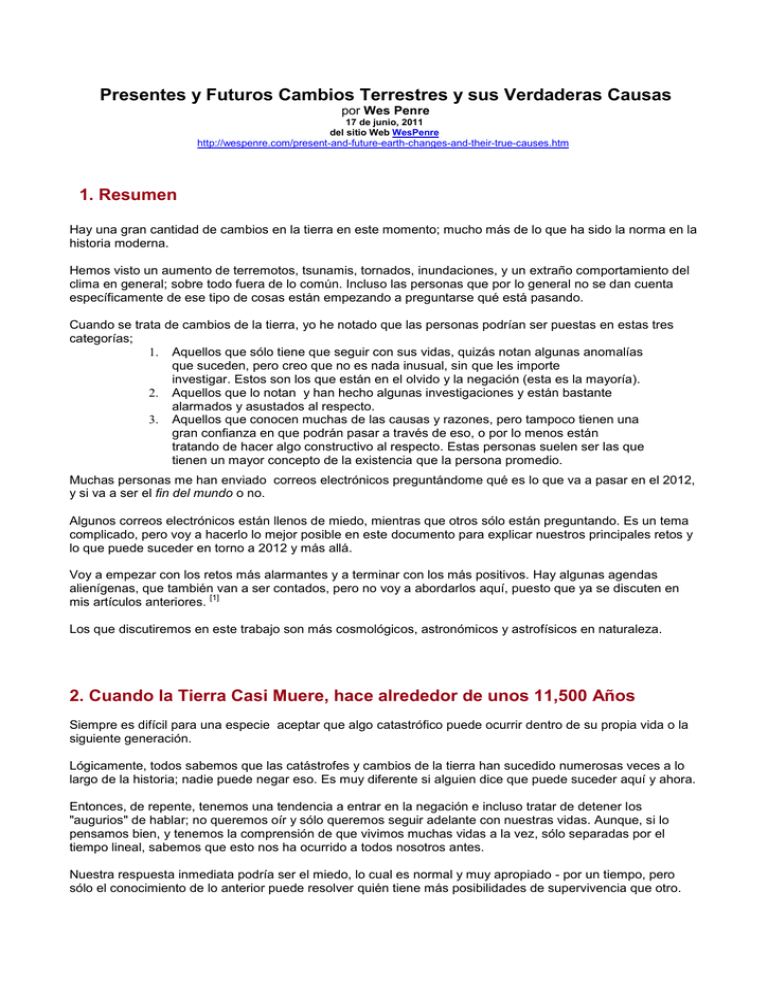 Presentes y Futuros Cambios Terrestres y sus