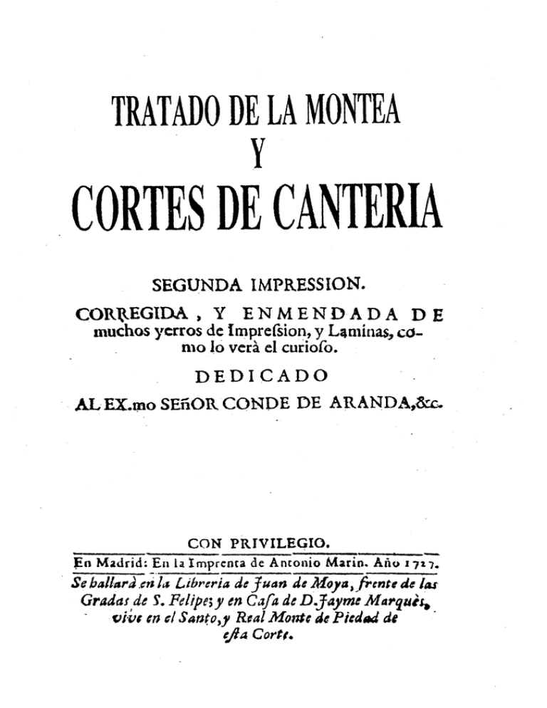 Tratado de la Montea y Cortes de Cantería. Segunda