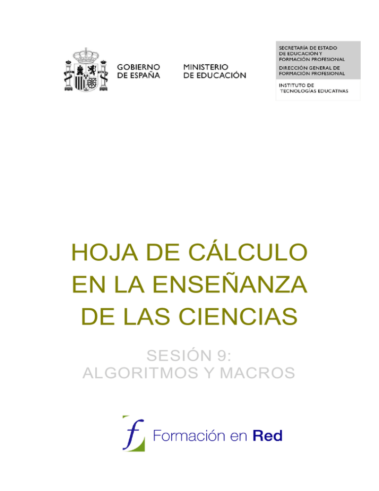 HOJA DE CÁLCULO EN LA ENSEÑANZA DE LAS CIENCIAS