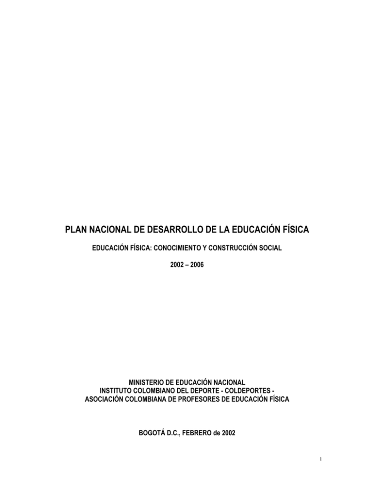 plan nacional de desarrollo de la educación física