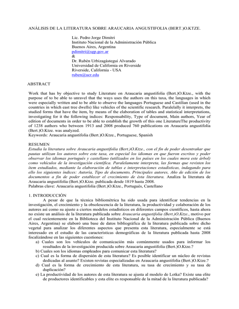 ANÁLISIS DE LA LITERATURA SOBRE - E