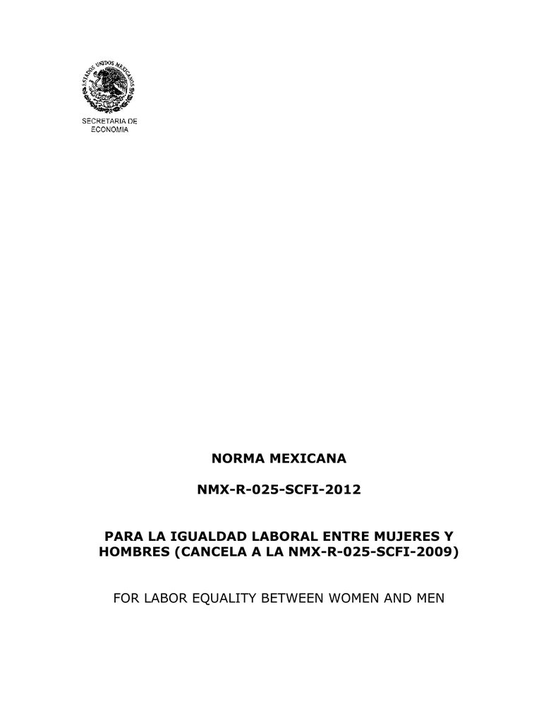 norma mexicana nmx-r-025-scfi-2012 para la igualdad laboral entre
