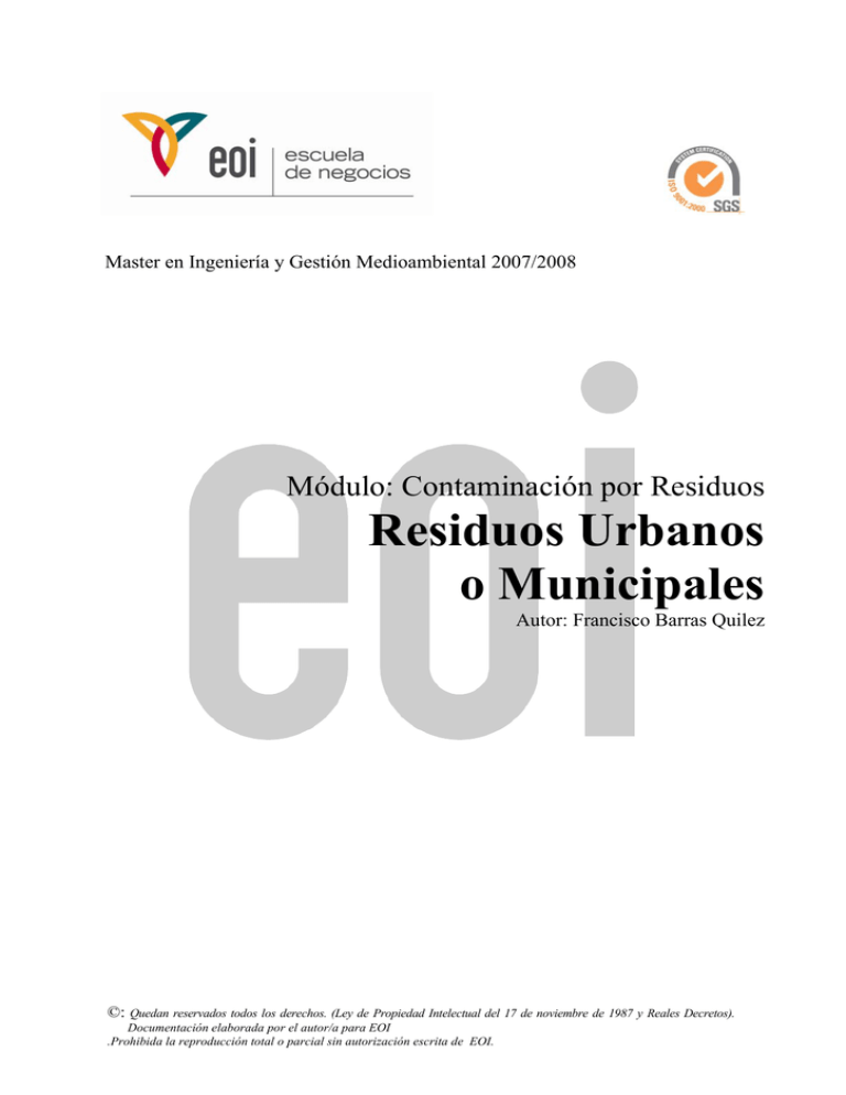 Residuos Urbanos o Municipales