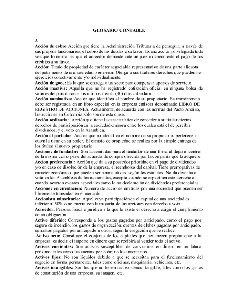 glosario contable - Colegio Miguel De Cervantes Saavedra