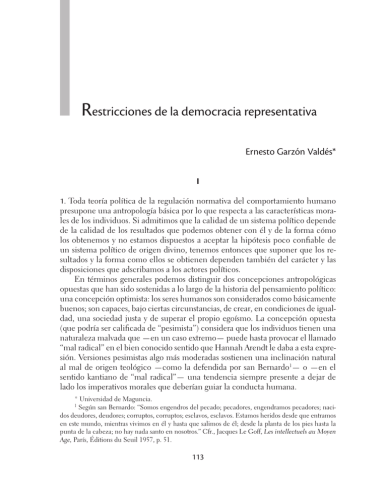 Restricciones de la democracia representativa