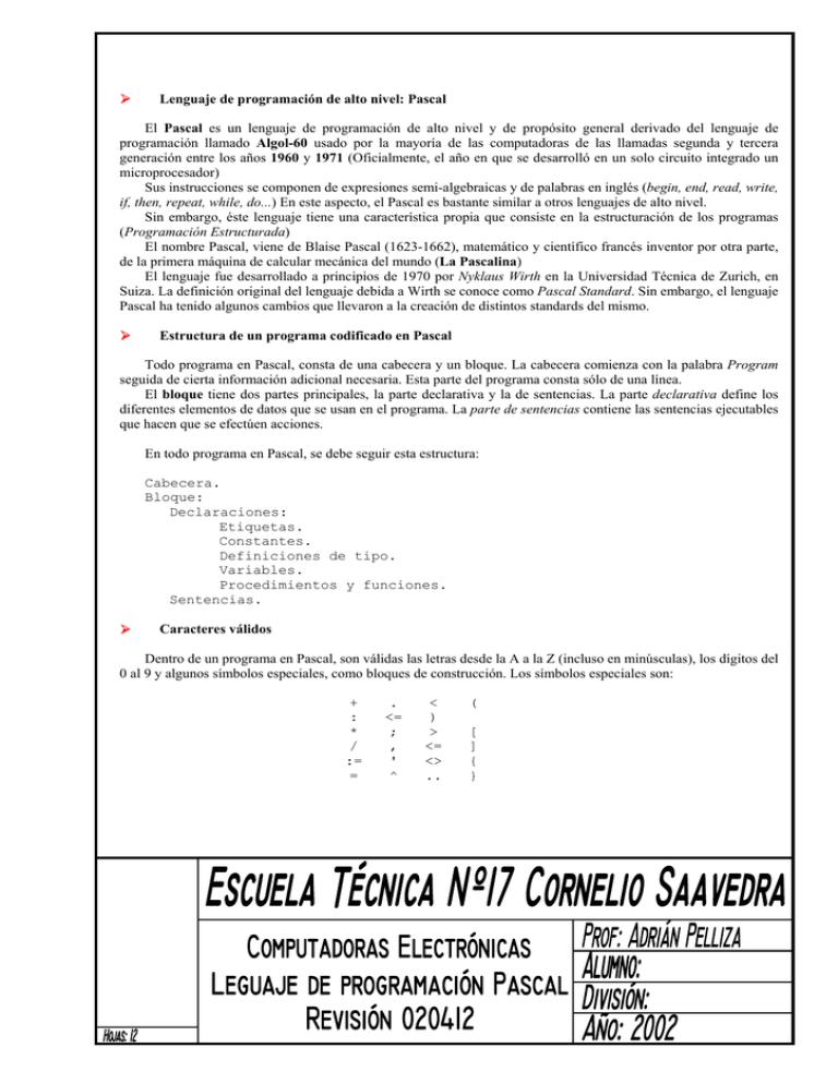 Lenguaje De Programación Pascal