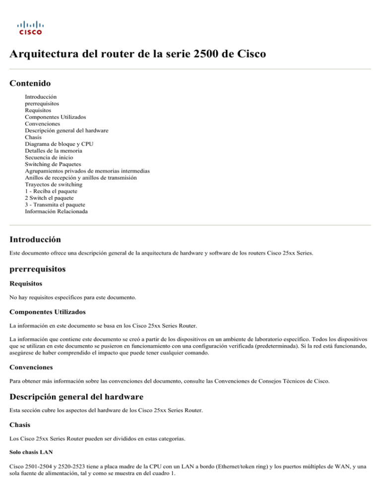 Arquitectura del router de la serie 2500 de Cisco