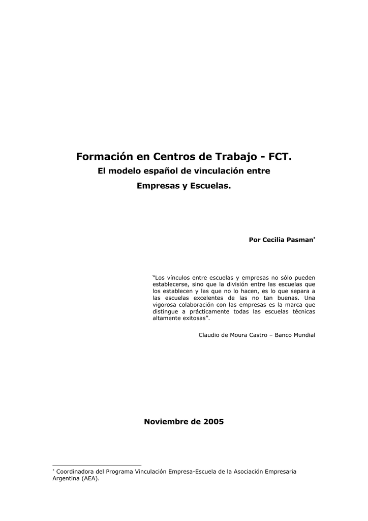 Formación en Centros de Trabajo - FCT.