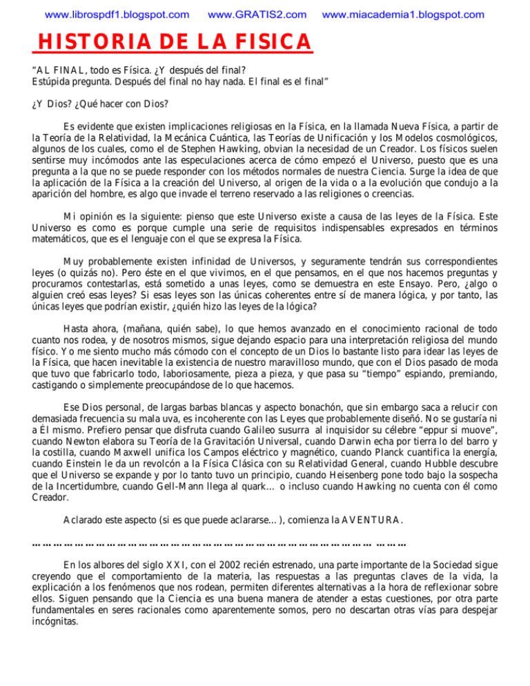BREVE HISTORIA DE LA FISICA