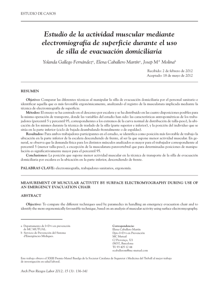 Estudio de la actividad muscular mediante electromiografía de