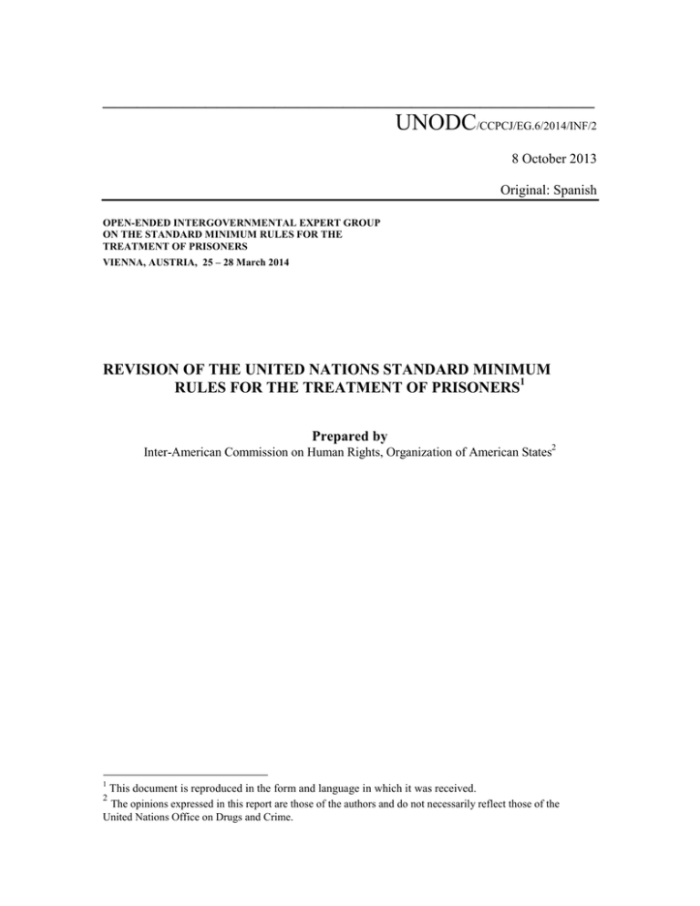 revision of the united nations standard minimum rules for the