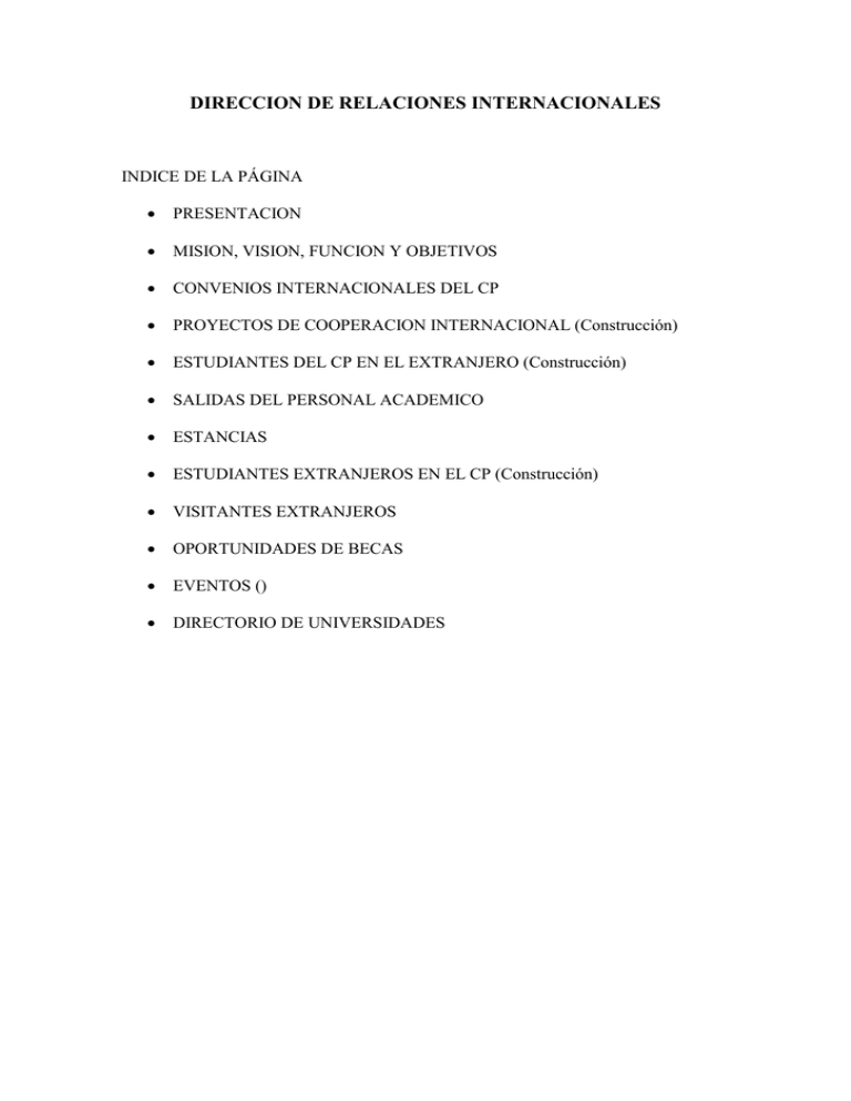 DIRECCION DE RELACIONES INTERNACIONALES