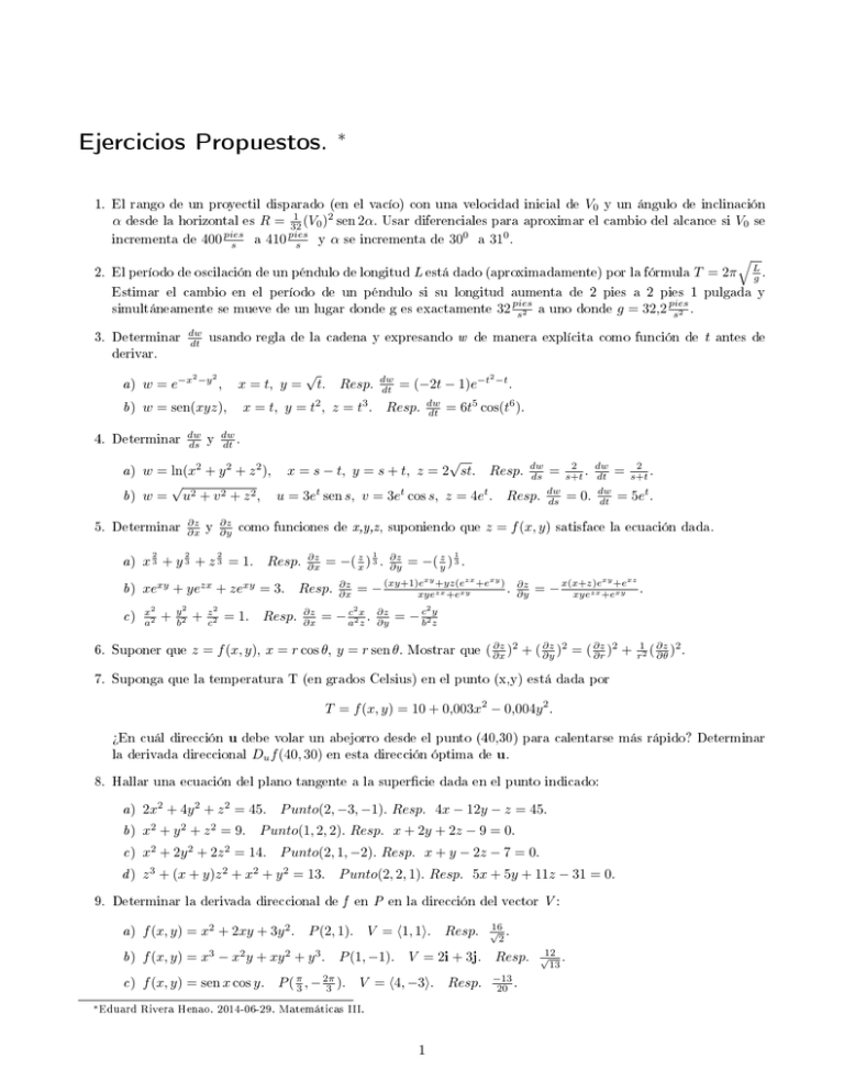 Ejercicios Propuestos. ∗