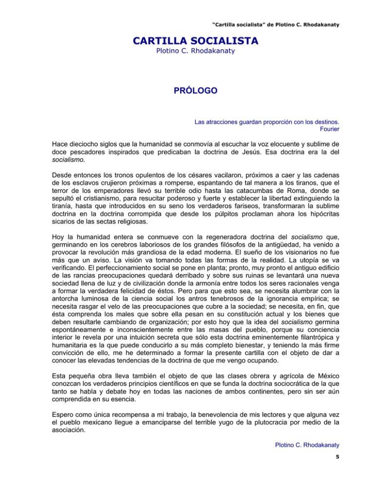 Cartilla socialista - Plotino C. Rhodakanaty
