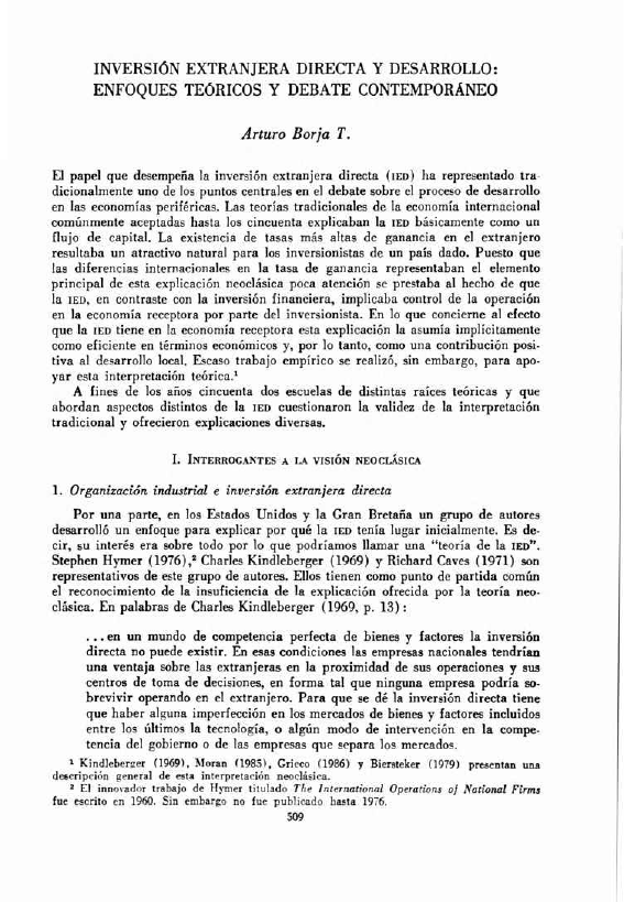 INVERSIÓN EXTRANJERA DIRECTA Y DESARROLLO