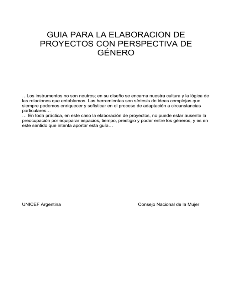Guía para la elaboración de proyectos con perspectiva de