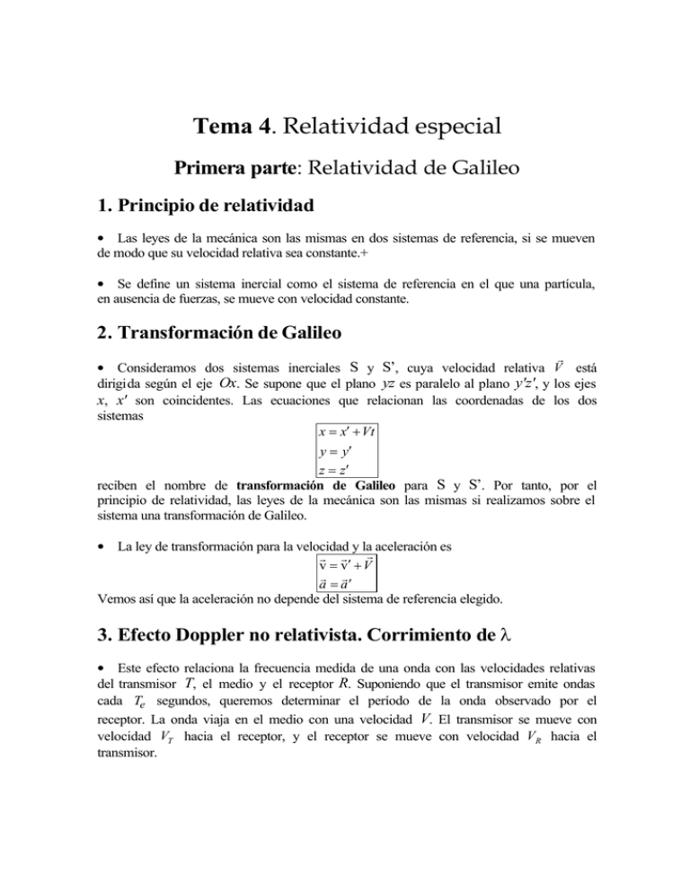 Tema 4. Relatividad especial