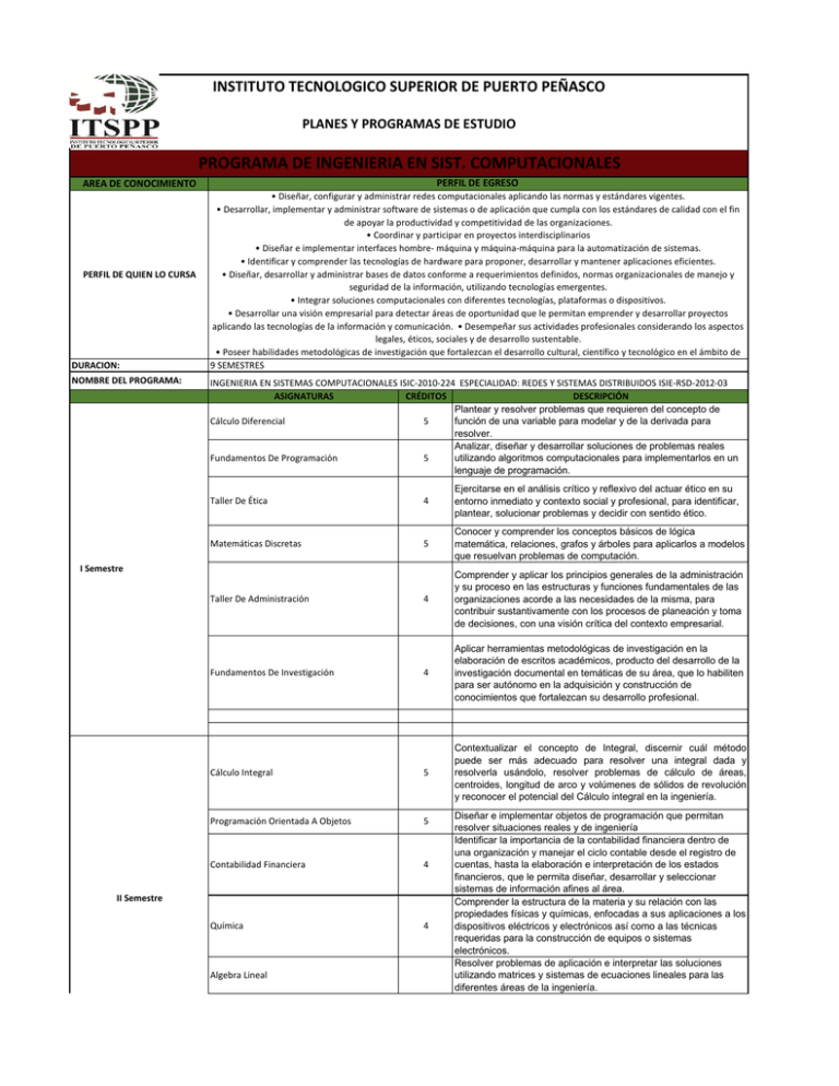 Ingeniería en Sistemas Computacionales