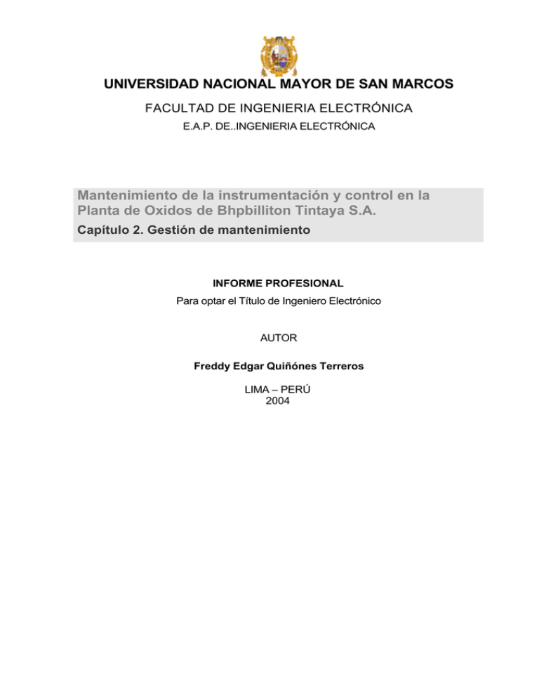 Mantenimiento de la instrumentación y control