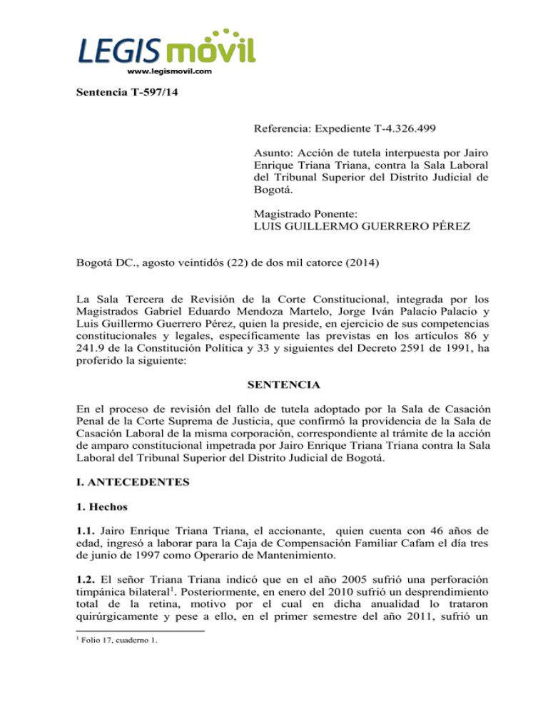Sentencia T 597 14 Referencia