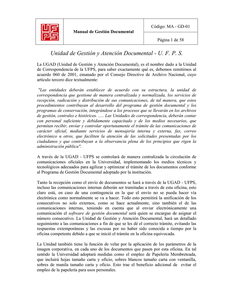 Manual de Gestión Documental UFPS