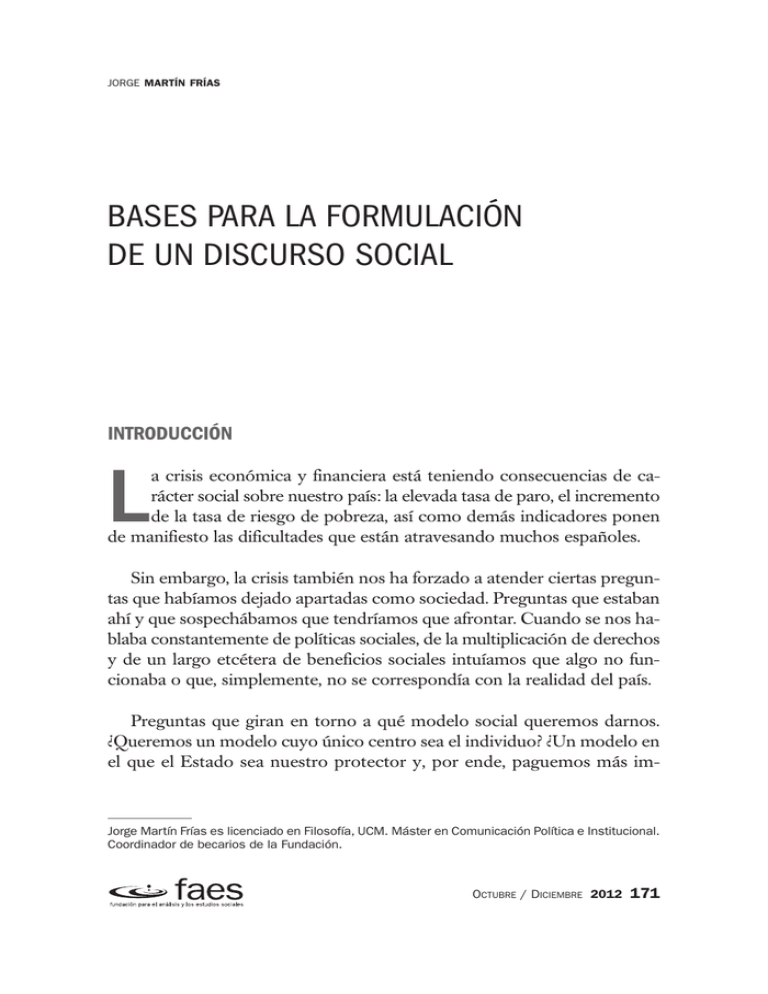 Bases para la formulación de un discurso social