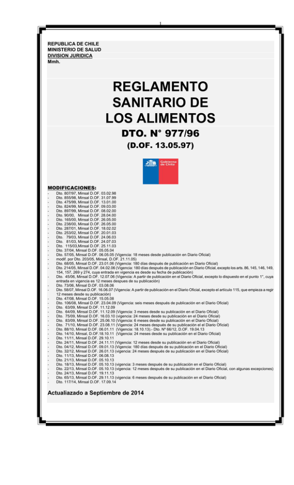 reglamento sanitario de los alimentos