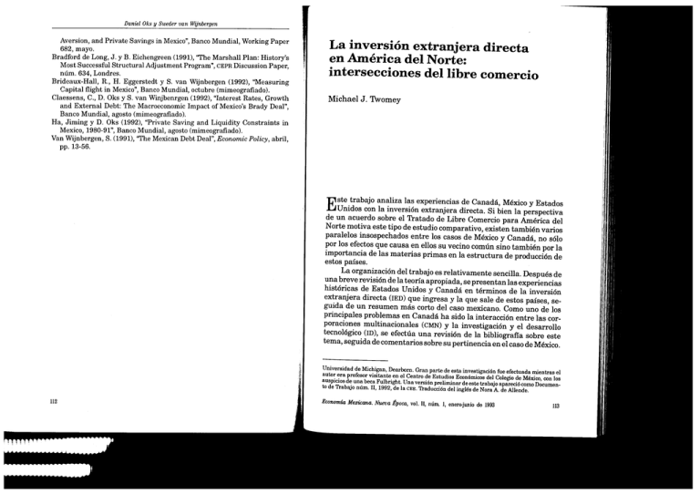 La inversión extranjera directa en América del Norte