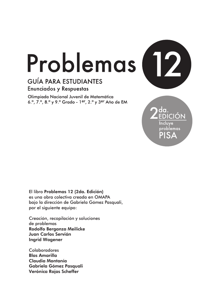 El libro Problemas 12 (2da. Edición) es una obra colectiva creada