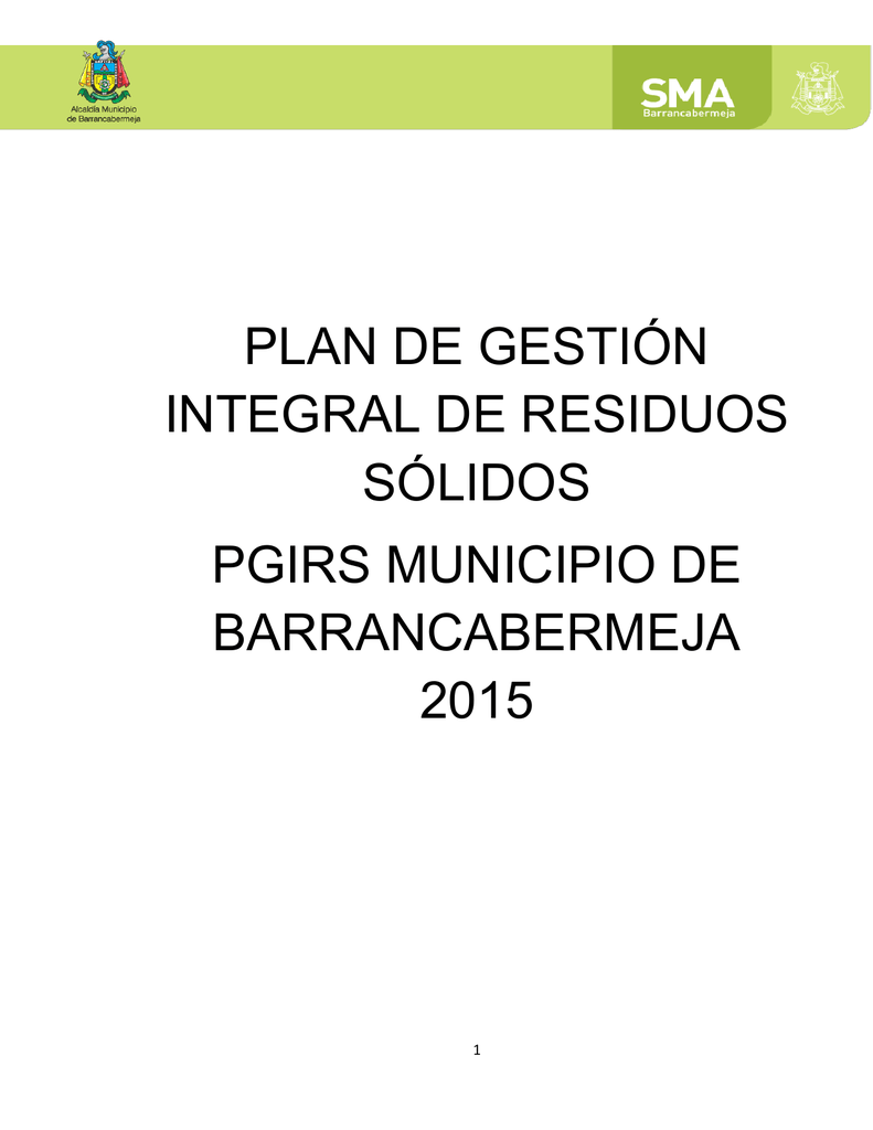 Plan de Gestión Integral de Residuos Sólidos 2015