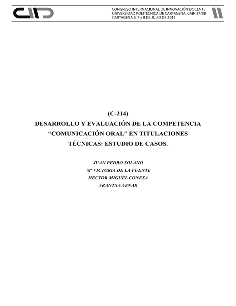 desarrollo y evaluación de la competencia “comunicación oral”