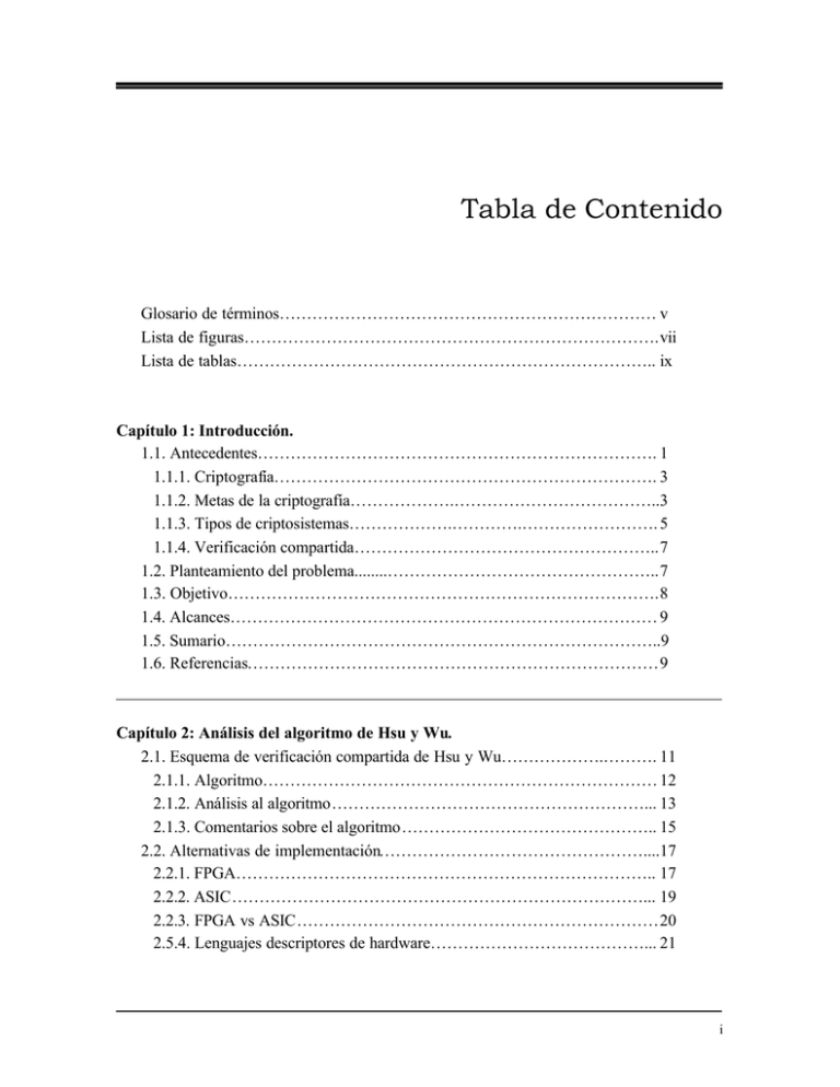 Tabla de Contenido