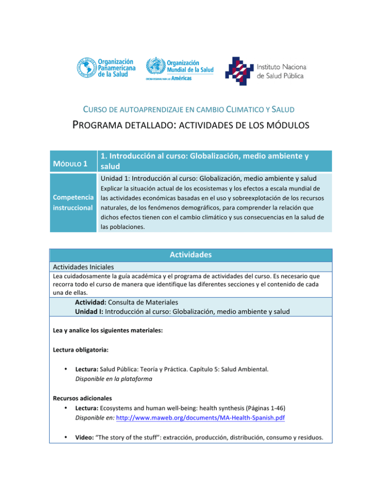 programa detallado del curso