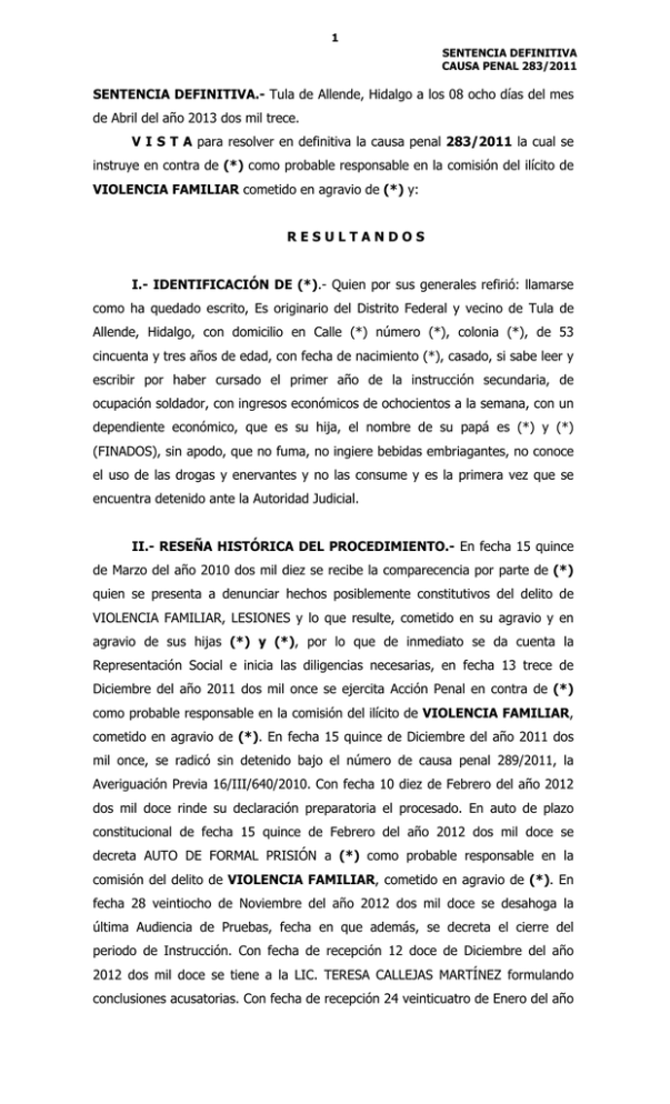 SENTENCIA DEFINITIVA. - Poder Judicial del Estado de Hidalgo